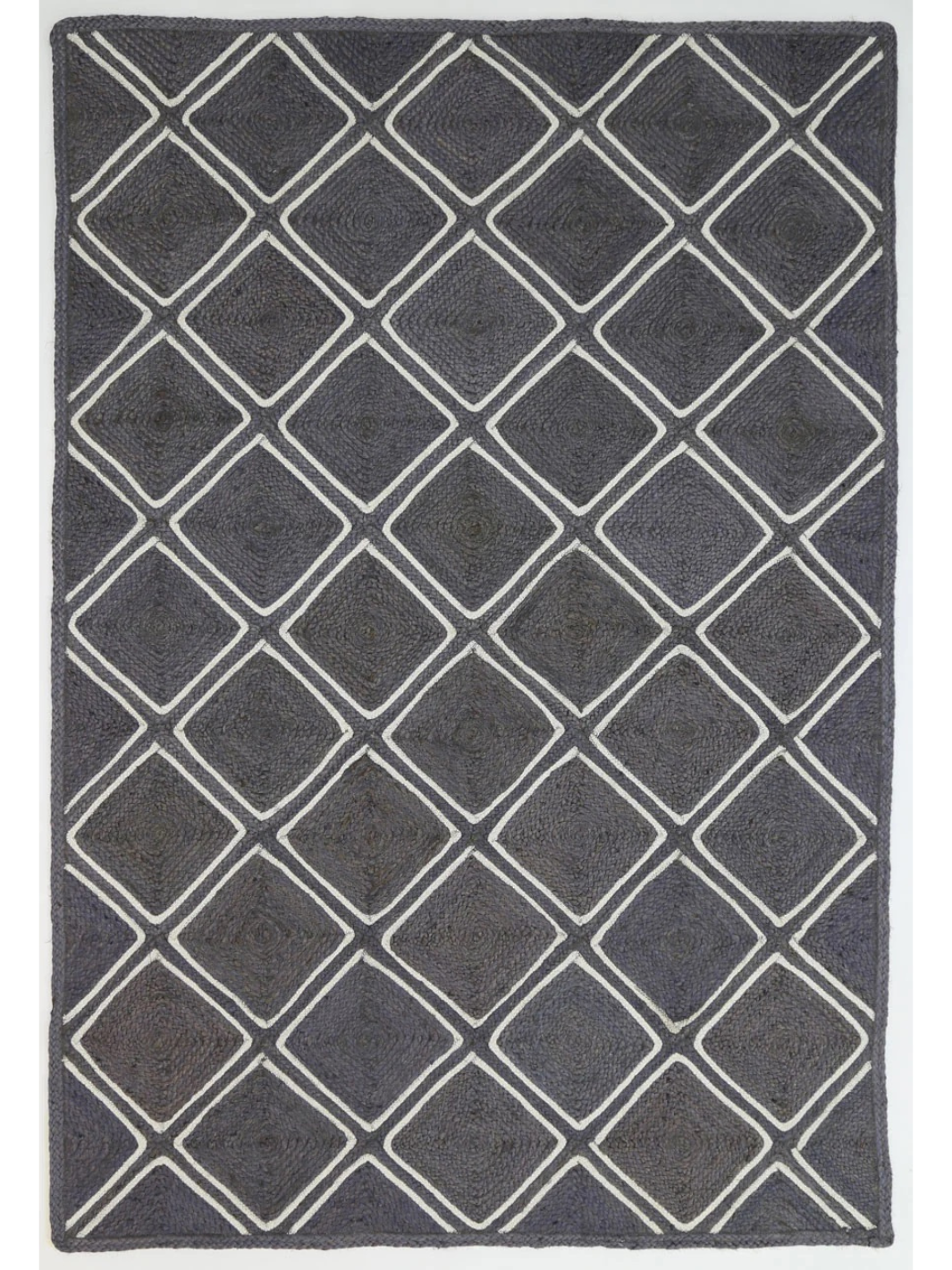 Amara Grey Diamond Lattice Jute Rug – The Rug Lady