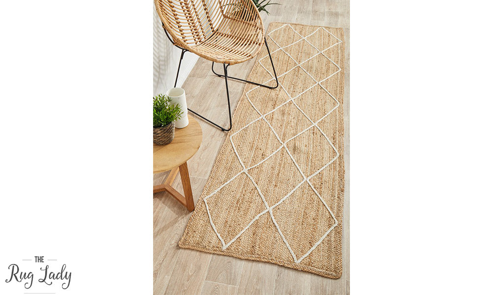 Nyla Natural Diamond Pattern Jute Runner Rug | New Arrivals | The Rug Lady